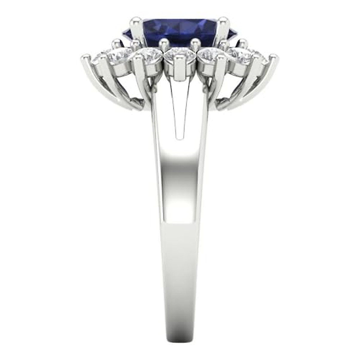 Clara Pucci 2.36 ct Oval Cut Solitaire Halo Genuine Simulated Blue Sapphire Engagement Promise Anniversary Bridal Ring 18K White Gold 6.5