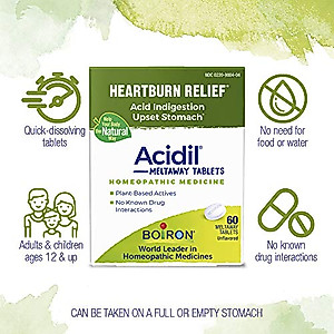 Boiron Acidil for Relief of Acid Reflux, Heartburn, Indigestion, and Upset Stomach - 60 Count