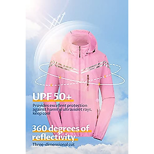CREATMO US Women's Packable Waterproof Rain Gear Cycling Jackets Running Raincoats Lightweight Packable Windproof Windbreaker Pink M