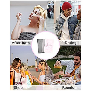 Carosoffe Valentine's Day Small Compact Mirror for Purse, Pink Ombre Love Lettering Abstract Art Travel Makeup Mirror for Women Men, Rectangular Handheld Compact Pocket Mirror 4 PCS