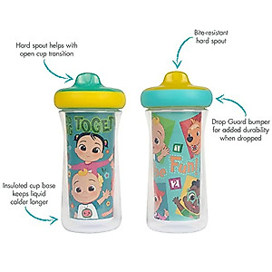 The First Years Cocomelon Kids Insulated Sippy Cups - Dishwasher Safe Spill Proof Toddler Cups - Ages 12 Months and Up - 9 Ounces - 2 Count
