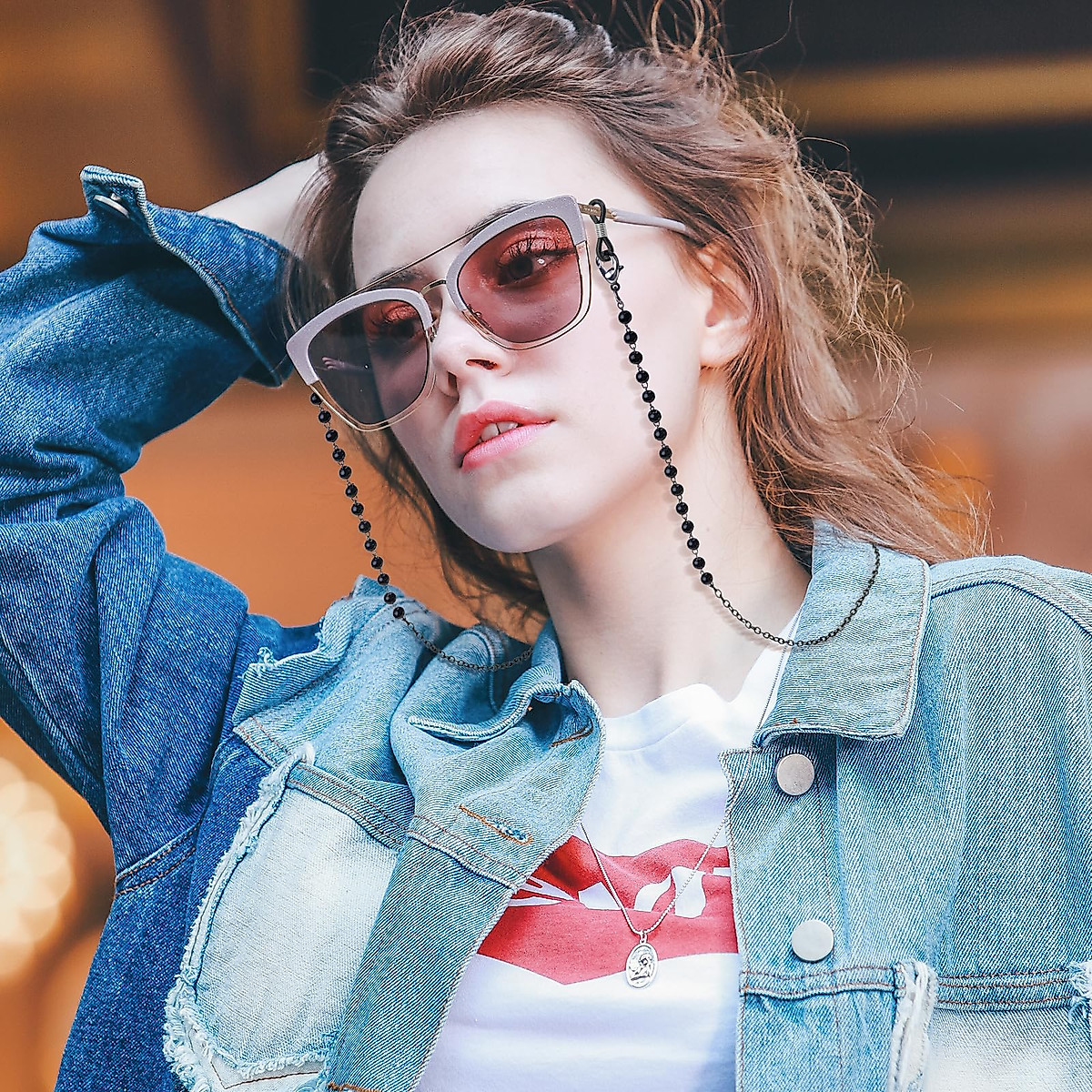 BILIONE Glasses Chain for Women, Sunglass Holder Straps Around Neck, Eyewear Cord Lanyard (4pcs-a)