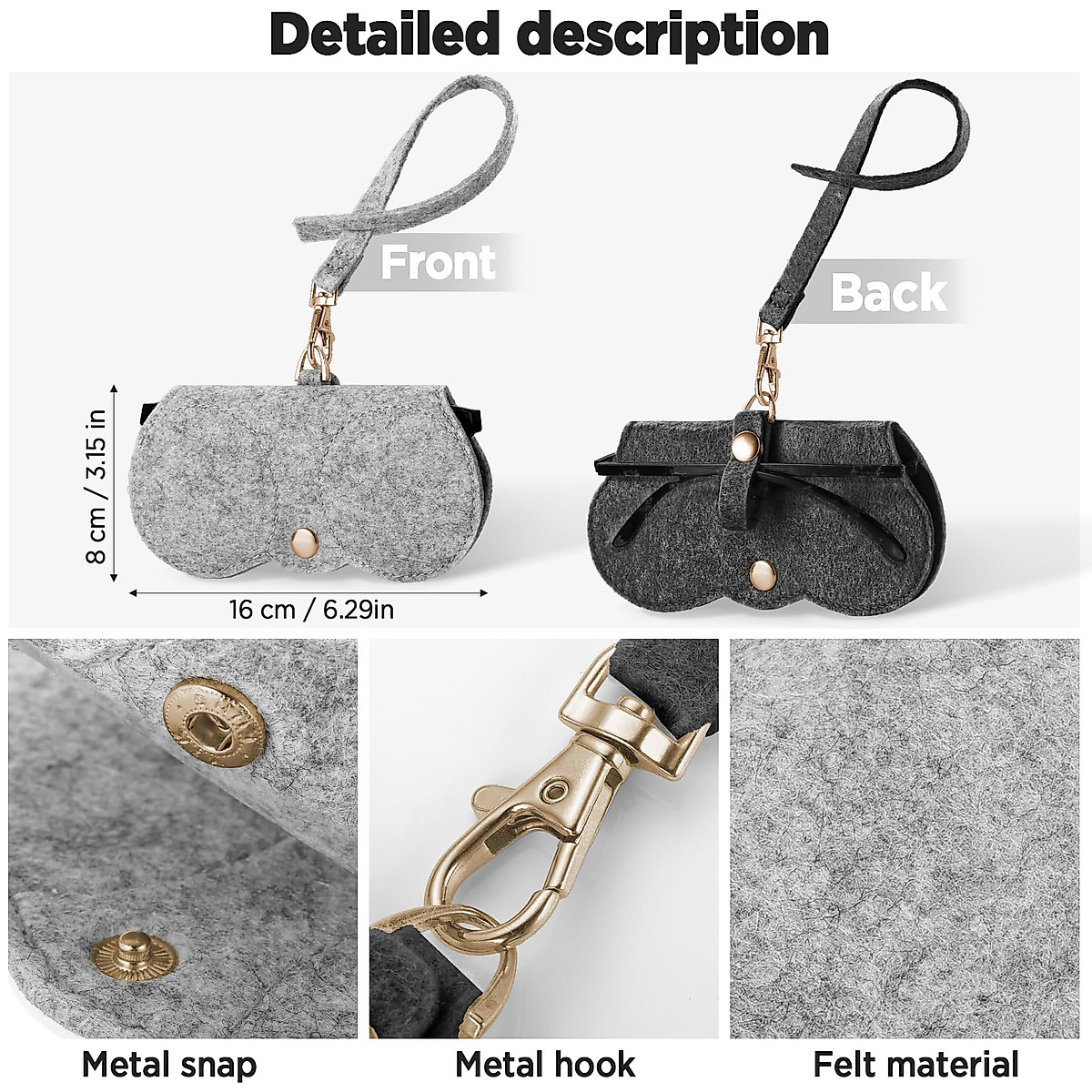 FOREGOER 2pcs Soft Felt Sunglasses Bag, Soft Eyeglass Cases Holder Portable Outdoor Travel Glasses Case Slim Sunglasses Case