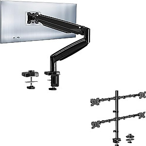 MOUNTUP Quad Monitor Stand, 4 Monitor Desk Mount for 13 to 32 inch Computer Screens + Ultrawide Single Monitor Arm for Max 35 Inch Screen