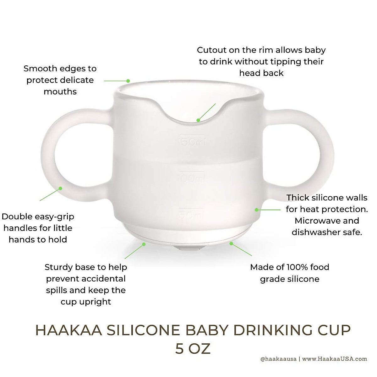 haakaa 100% Silicone Baby Drinking Cup for Babies 6 months +, 5 oz 1 PK