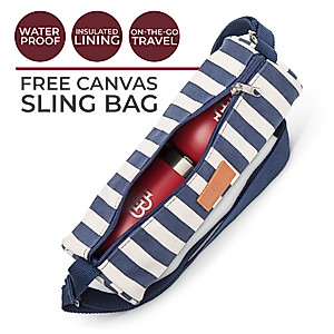 Wine Tumbler with Lid Insulated Set of 2 - Perfect Glft for women or men. Includes Portable Durable Tote for Boating, Beach, Travel Designed by Bruno Bianci