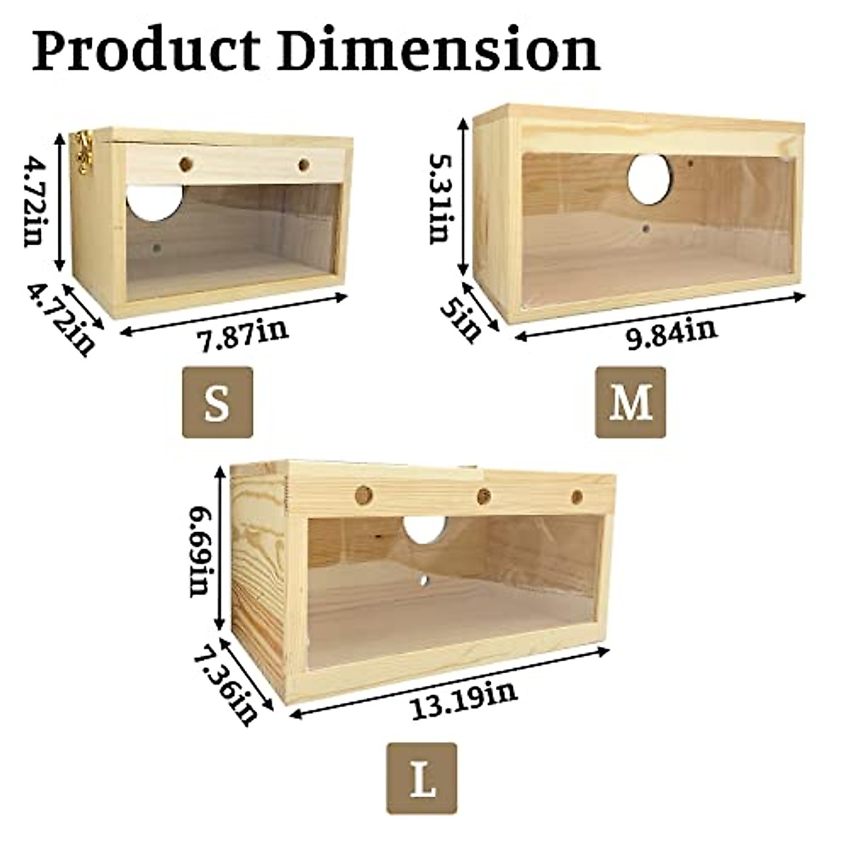 Hamiledyi Parakeet Nesting Box Transparent Budgie Nest Breeding Box with Perch Wood Bird House for Cage Natural Lovebird Breeder Box for Parrot Finch Canary Conure Mating Hatching (5 x 9.84 x 5.31 in)