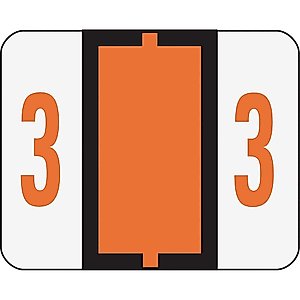 Smead BCCRN Bar-Style Color-Coded Numeric Label, 3, Label Roll, Dark Orange, 500 labels per Roll (67373)