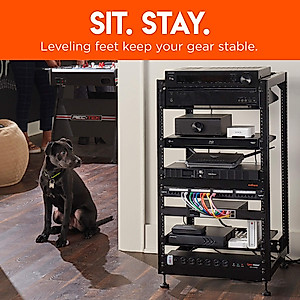 ECHOGEAR 20U Open Frame Rack for Servers & AV Gear - Wall Mountable Design Includes 2X Vented Shelves, 25x Rack Mounting Screws, 4X Leveling Feet, 4X Shelf Stops, & 2X Securement Straps