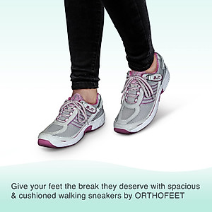 Orthofeet Women's Orthopedic Fuchsia Verve Tie-Less Sneakers, Size 7.5 Wide