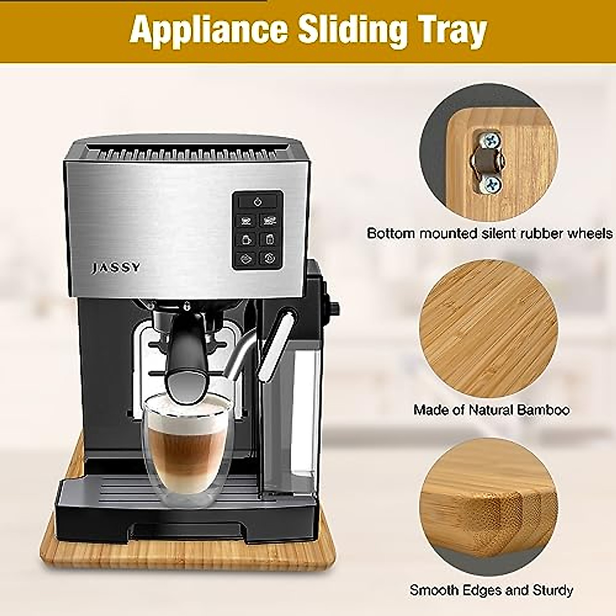 Appliance Sliders for Kitchen Appliances, Sliding Tray for Coffe Maker, Espresso Coffee Machine, Air Fryer, Kitchen Stand Mixer, Toaster, Kitchen Sliders for Counter (9.5” X 13.8”)