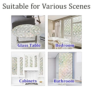 Waovacy Window Privacy Film Stained Glass Door Window Covering Decorative Window Clings Static Cling No Adhesive 3D Frosted Window Cover UV Sun Blocking Vinyl Window Sticker for Home,17.4x78.7Inch