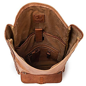 BERLINER BAGS Vintage Leather Backpack Leeds, Large Waterproof Bookbag for Men and Women - Brown (Brown XL)