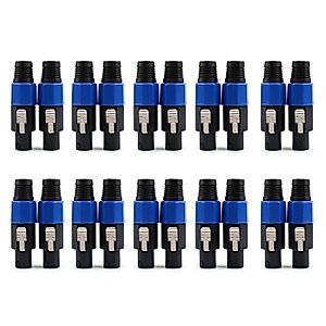 Areyourshop 20 Pcs 4 Pin Speakon Speaker Connector Male Audio Plug Blue