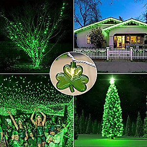 Shamrock String Lights, 8.5Ft St Patrick's Day Decorations String Lights with 10 Clover Lights, Connectable Shamrock Indoor Fairy Lights for St Patrick's Day Party Irish Holiday Garden Decor, White
