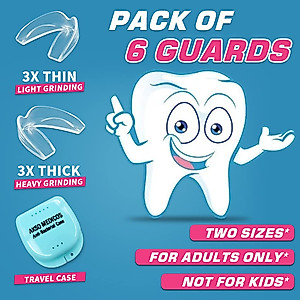 AKSO MEDICOS Bruxism Mouth Guard，Teeth Whitening Mouth Tray,2 Sizes,Pack of 6 Sports Mouth Guard with Case