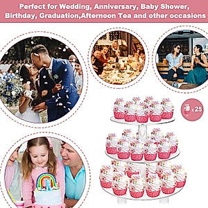3 Tiers Round Cupcake Stand, Acrylic Cake Tower Stand Holder Macaron Display Rack Cookie Candy Buffet Desserts Platter with Base for Baby Shower, Birthday Party, Wedding, Party (3-Tiers with Base)
