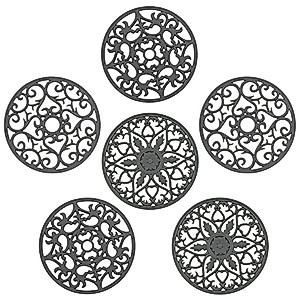 Kalsreui Trivets for Hot Dishes, Trivet Hot Pads for Kitchen, Silicone Trivet Mat for Counter-Trivets for Hot Pots and Pans, Trivets for Quartz Countertops, Silicone Pot Holder Set of 6 Dark Gray
