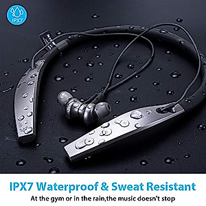 Bluetooth Headphones Neckband True Wireless Earbuds Wireless Headset Sport Noise Cancelling Earbuds Waterproof IPX7, Call Vibration Headphones Built in Mic for Gym Running