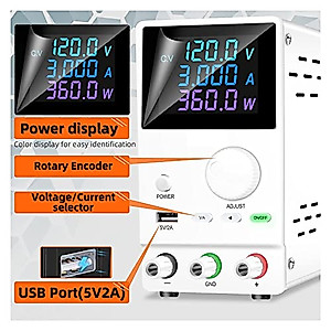 Lab Bench Power Supply Adjustable 30V 10A 5A 60V 120V 3A Current Voltage Power Regulator Test DC USB 300W Source(60V 5A)