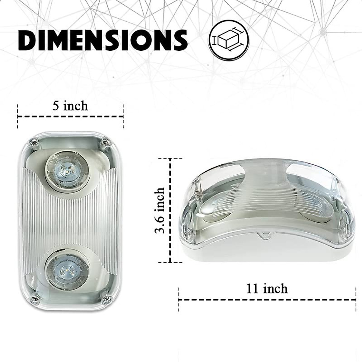 Ciata Led Emergency Lights for Business with Battery Backup, Outdoor Emergency Lighting Commercial in Thermo Plastic Housing with Two Halogen Ultra Bright Lamp Heads, Emergency Egress Light