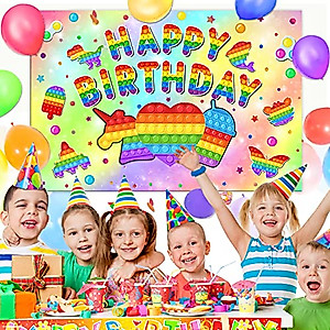 LANFUBEISI Happy Birthday Backdrop, Sensory Pop Game Birthday Party Decorations for Kid Party Supplies Happy Birthday Banner Game theme Party Decorations Photography Background