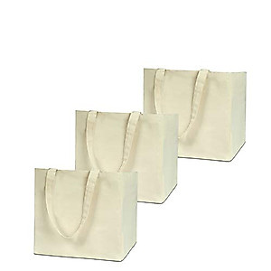 Reusable Grocery Bags XL 3 Pack Heavy Duty Double Bottom Organic Canvas Tote Bags Shopping Bags