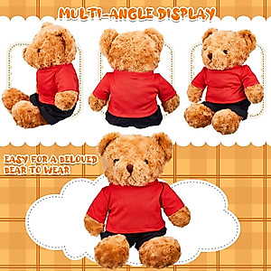 Zhanmai 3 Pack Basic Tee Shirt Bear Clothes Crew Neck Bear Shirt Classic Plush Bear T Shirt with Blue Jean Shorts, Stuffed Animal Clothing Accessories