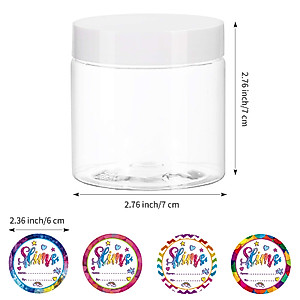 Habbi 24 Pack 6oz Slime Containers with Lids Plastic Jars Containers for Slime with White Water-Tight Lids and Stickers Mini Storage for DIY Slime Making, Candy, Beads, Art Crafts, Lotion