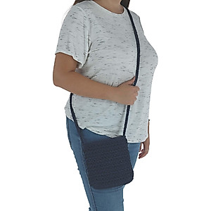 CTM® Women's Crochet Crossbody Handbag, Navy