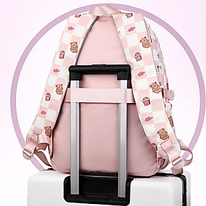 RRRWEI Cute Backpack For School Aesthetic Big Kawaii Backpack For Girls Student Bookbags Preschool Elementary (pink)