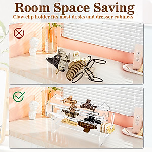 HOORITO Acrylic Hair Accessories Organizer Holder,360-Degree Rotating Claw Clip Organizer,Hair Clip Organizer Display Clear Stand for Dressing Table for Women and Girls