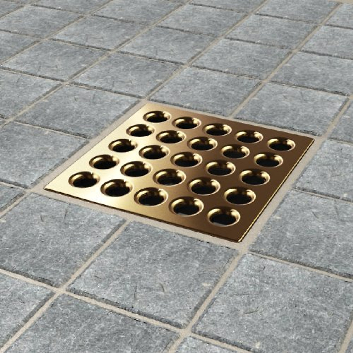 Ebbe FBA_E4408 E4408 Square Shower Drain Grate, Brushed Bronze