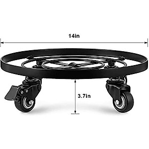 Amagabeli Garden Home 2 Pack 14" Plant Caddy with Wheels Heavy Duty Iron Wheeled Stand Brake Round Pot Mover On Roller Dolly Holder Indoor Outdoor Planter Trolley Casters Rolling Coaster Metal BG2071