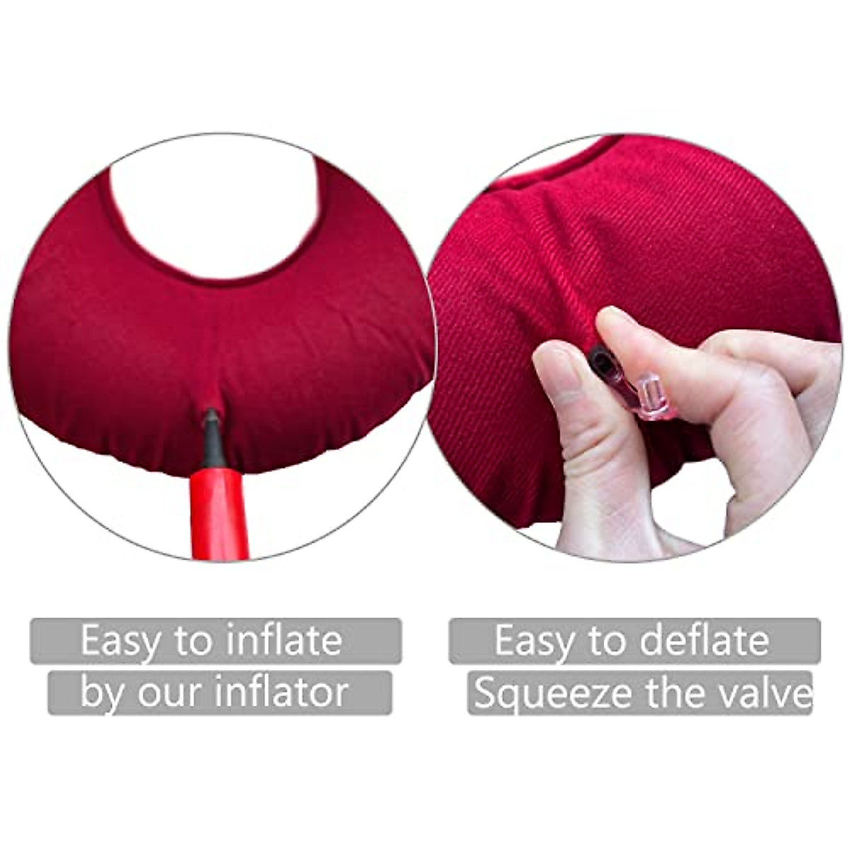 Shineyid Donut Pillow for Tailbone Pain, Inflatable Donut Cushion Seat with A Pump, Hemorrhoid Seat Cushion, Round Wheelchairs Seat Cushion for Office Chair, Car or Home (15" Red)