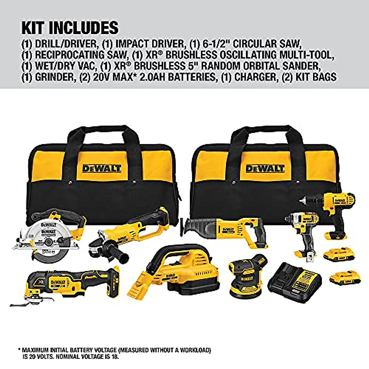 DEWALT 20V MAX* Cordless Drill Combo Kit , 8-Tool (DCK883D2)