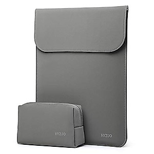 HYZUO 13 Inch Laptop Sleeve Compatible with MacBook Air M2 A2681 13.6" Display, MacBook Air 13 M1 2018-2022, MacBook Pro 13 M2 M1 2016-2022, Faux Suede Leather Case with Accessory Bag, Dark Gray