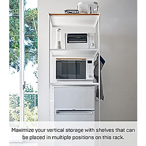 Yamazaki Home Kitchen Appliance Storage Rack-Standing Organizer Shelves, One Size, White