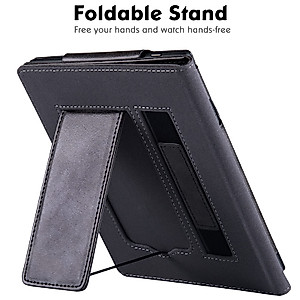 BOZHUORUI Stand Case for 7.8" Onyx Boox Tab Mini C/Boox Nova Air2 ePaper Tablet - PU Leather Book Folio Sleeve Cover with Hand Strap/Pen Holder and Auto Sleep/Wake, Rock Black