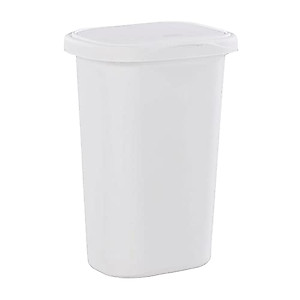 Rubbermaid 13.25 Gallon Rectangular Spring-Top Lid Kitchen Wastebasket Trash Can for Tall Trashbags, White (4-Pack)