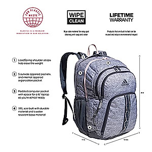 adidas Unisex Prime 6 Backpack, Jersey Grey/Onix Grey/Clear Pink, One Size