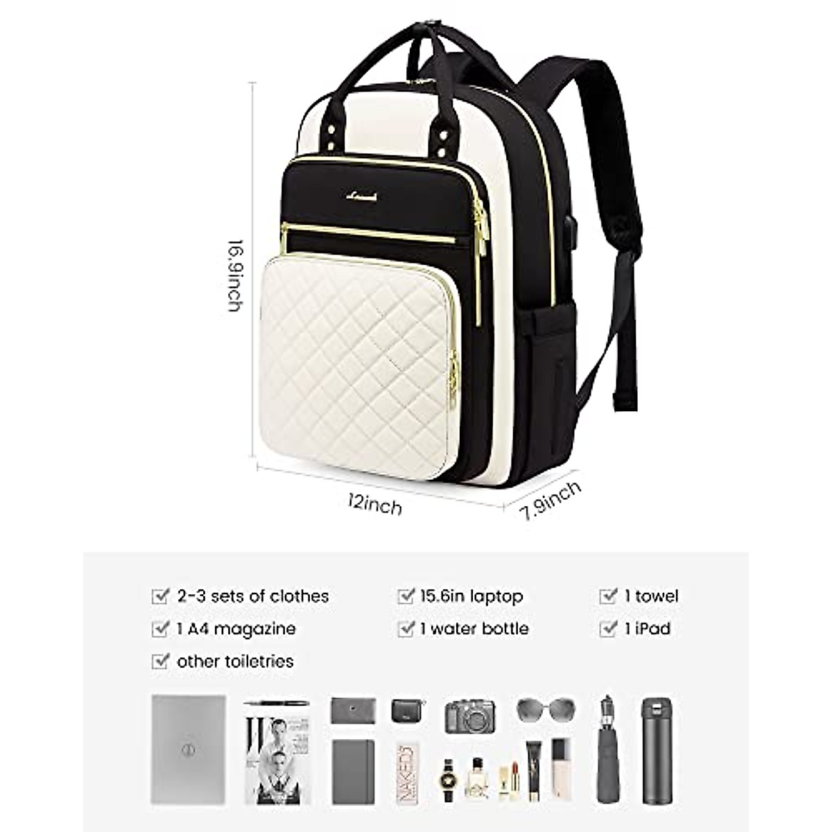 LOVEVOOK Laptop Backpack for Women, Fashion Travel Work Commuter Backpack Purse with USB Port, Lightweight Casual Daypacks, Nurse Teacher College Computer Bag, Fit 15.6" Laptop