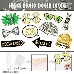 Money Party Inflatable Photo Booth Selfie Frame & Photo Props Set Giant Bill Dollar Party Blow Up Picture Frame for Birthdays Casino Weddings Bachelorette Retirement Graduations Party Decor