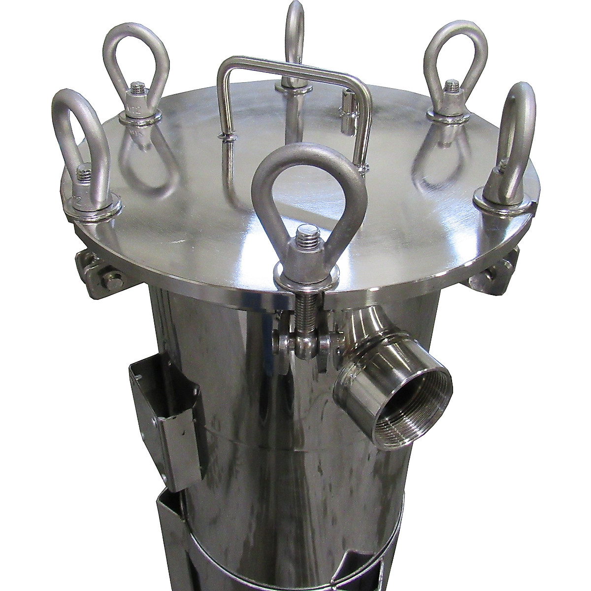 PRM #2 304 Stainless Steel Bag Filter Housing, 2 Inch NPT Inlet, Dual Side or Bottom 2 Inch NPT Outlet, 150 PSI, Viton O-Rings, 100 GPM Max Flow, Industrial Filtration System