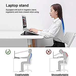 Nillkin Laptop Sleeve Case with Laptop Stand and Handle - 14 inch Laptop Bag PU Leather Case Compatible with 13/13.3-14 inch MacBook Air, HP, Dell,Samsung Chromebook Asus Notebook, Dark Black