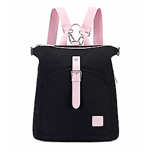 Backpack Purse Women Ladies Fashion Casual Lightweight Shoulder Bag Travel Daypack (29 Black&Pink)