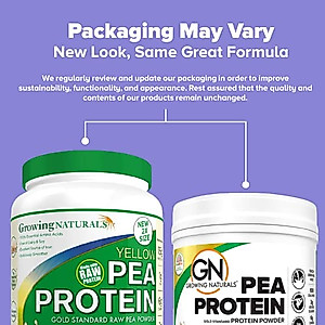 Growing Naturals Raw Pea Protein Powder, Vegan Plant Based Protein, BCAA, Low-Carb, Low-Sugar, Vanilla Blast, 2 Pound (Pack of 1)