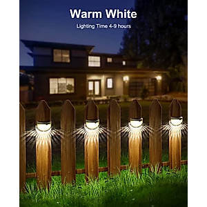 OTHWAY Solar Fence Post Lights Wall Mount Decorative Deck Lighting, White, 4 Packs