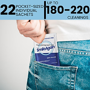 Smile Again Denture, Mouth Guard, Night Guard, Retainer Cleaner and Disinfectant - Mint Flavor - 6 Month Supply …