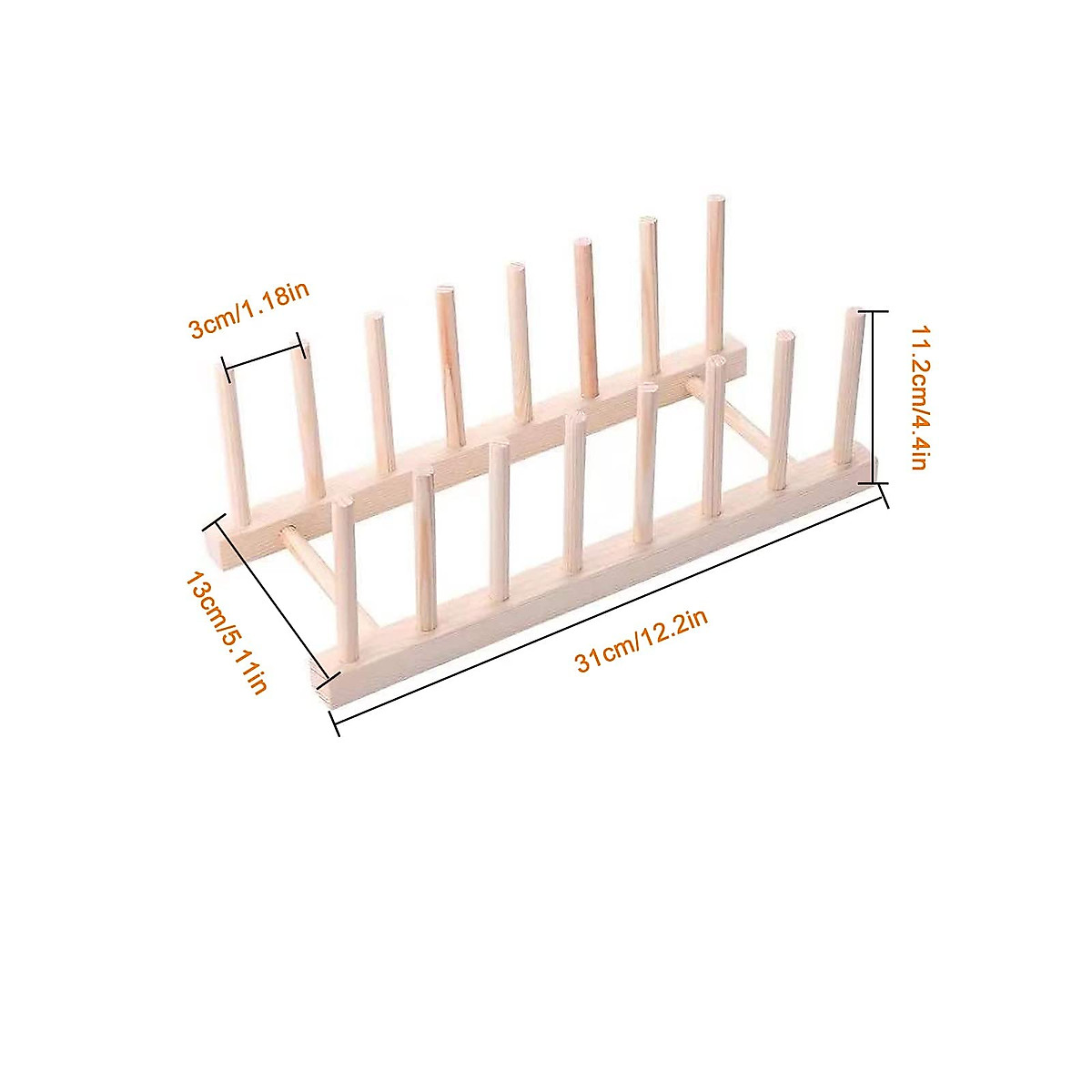 MUNTICO Bamboo Wood Dish Rack for Kitchen Cabinet, Dishes, Books, Wine Glass, Chopping Board Holder, Dish Drainer for Kitchen, Counter (Pack of 4)